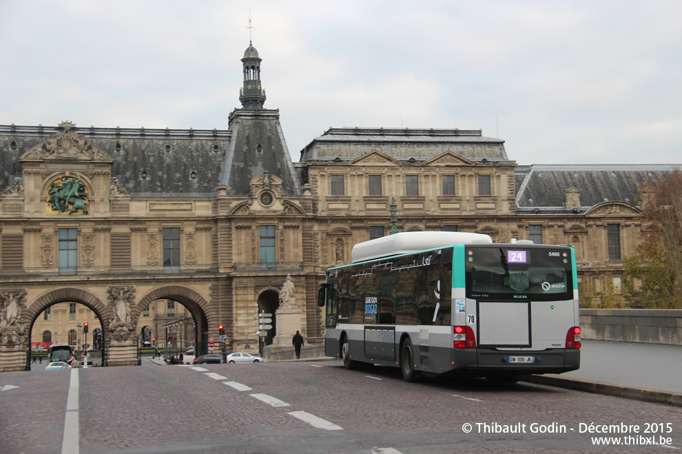 Bus 5460 (DW-335-JK) sur la ligne 24 (RATP) à Pont du Carrousel (Paris ...